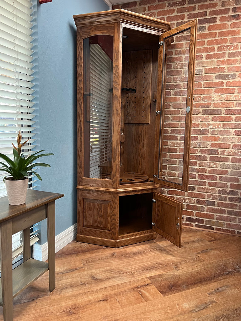 The Revolver - Amish Corner Gun Cabinet with Rotating Gun Rack Carouse ...