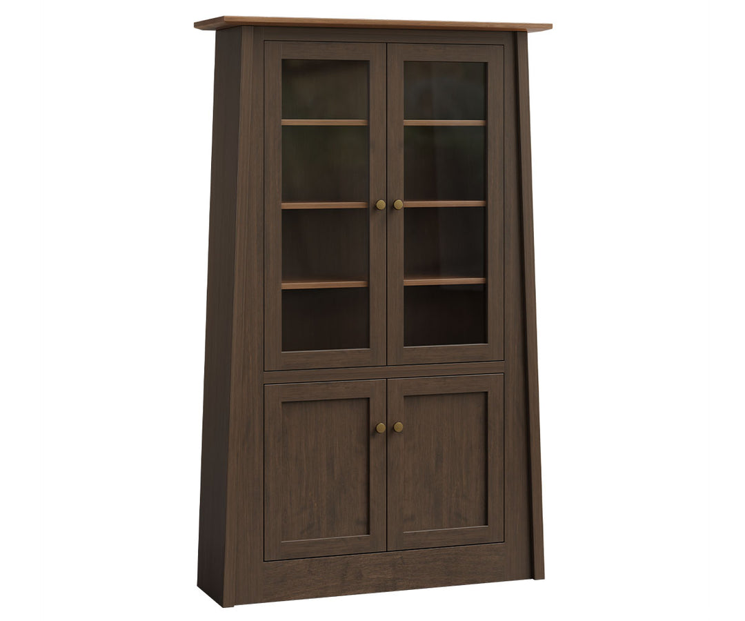 Prism- Amish Solid Wood Bookcase With Bottom Doors - The Wood Reserve