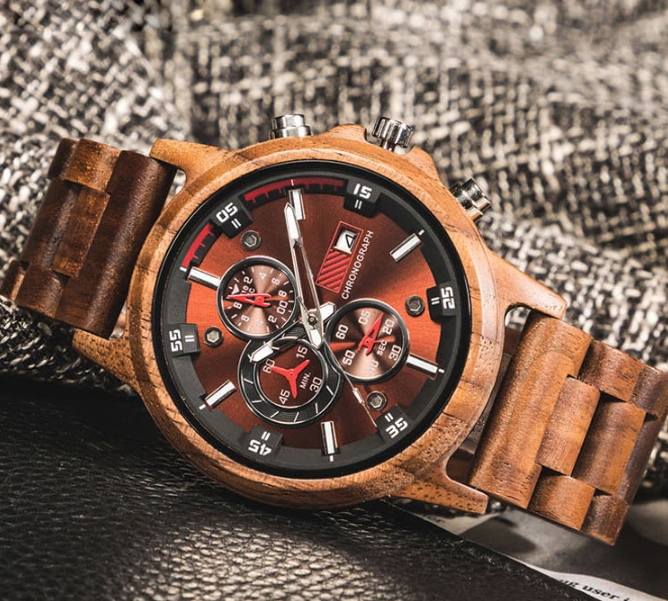 Capitol - Red / Walnut Wood Watch from The Wood Reserve