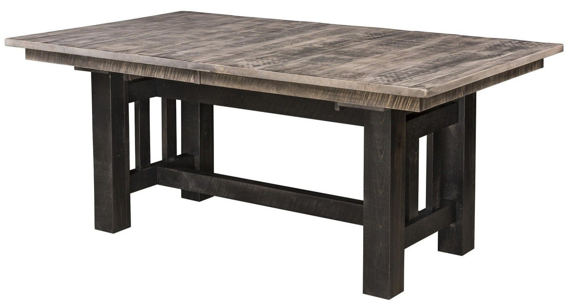 Quick-Ship / Amish Rough-Cut Maple Wood Trestle Extension Table (Ships ...