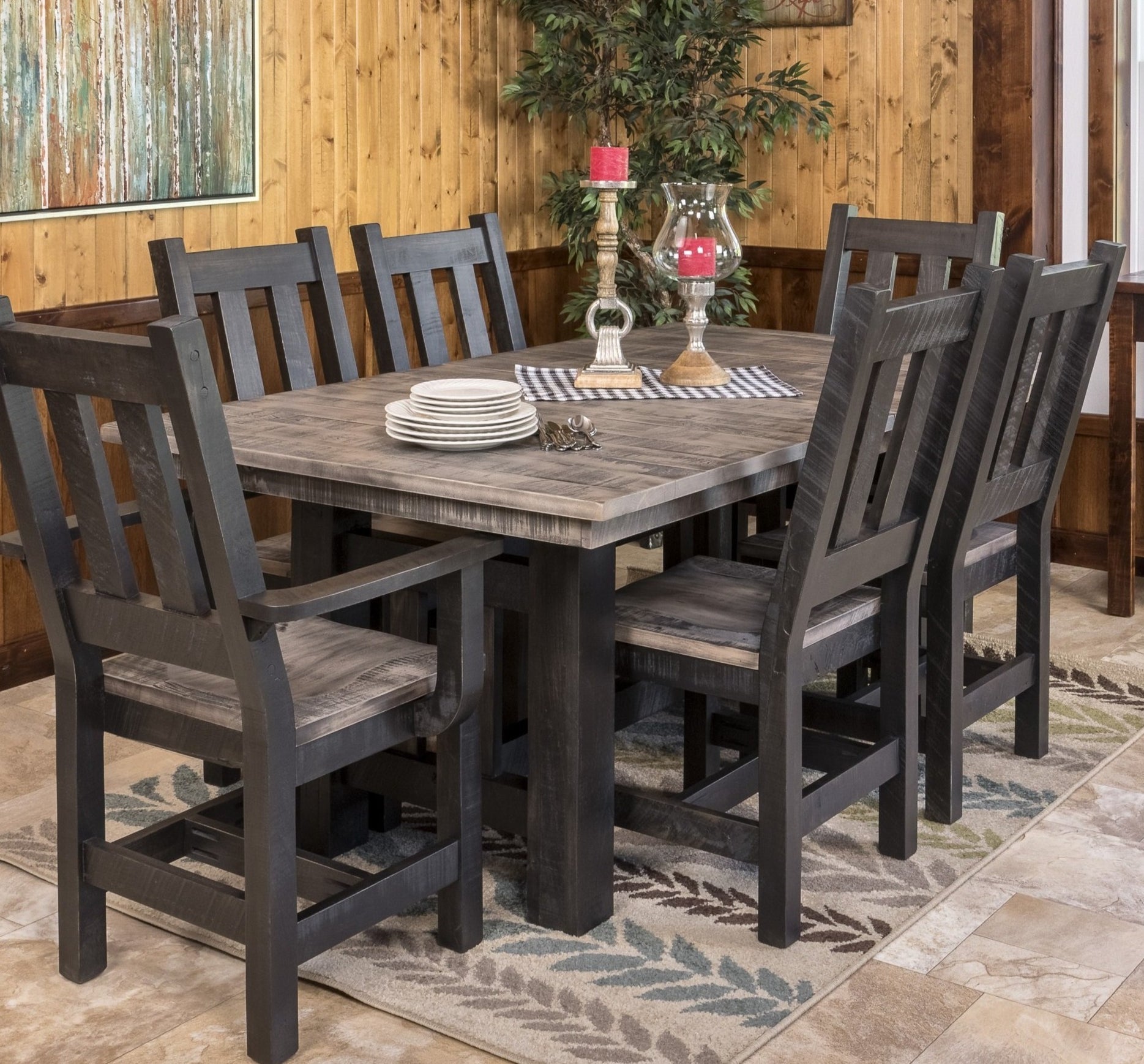 Quick-Ship / Amish Rough-Cut Maple Wood Trestle Extension Table (Ships ...